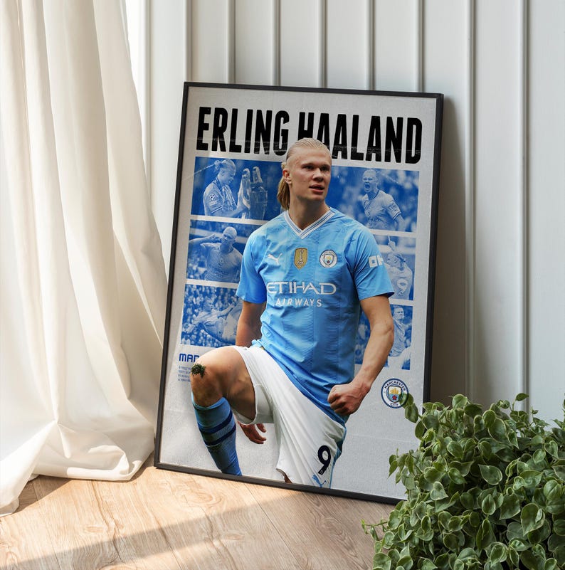 Erling Haaland Poster, Manchester City Poster, Soccer Gifts, Sports ...