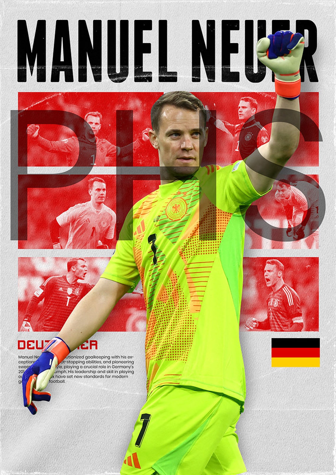 Manuel Neuer Germany Euro 2024, Printable A3 Sport Wall Art, Gift for ...