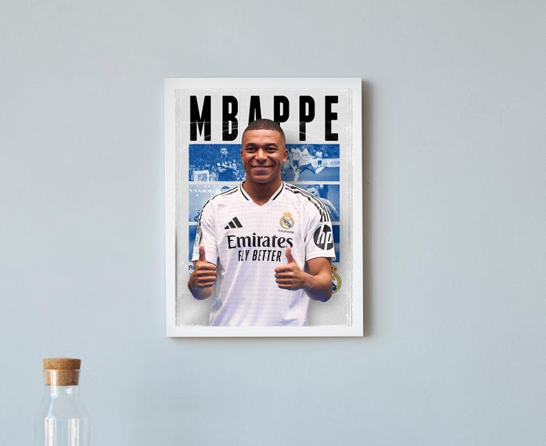 Kylian Mbappe Real Madrid Poster, Printable A3 Sport Wall Art, Gift for ...