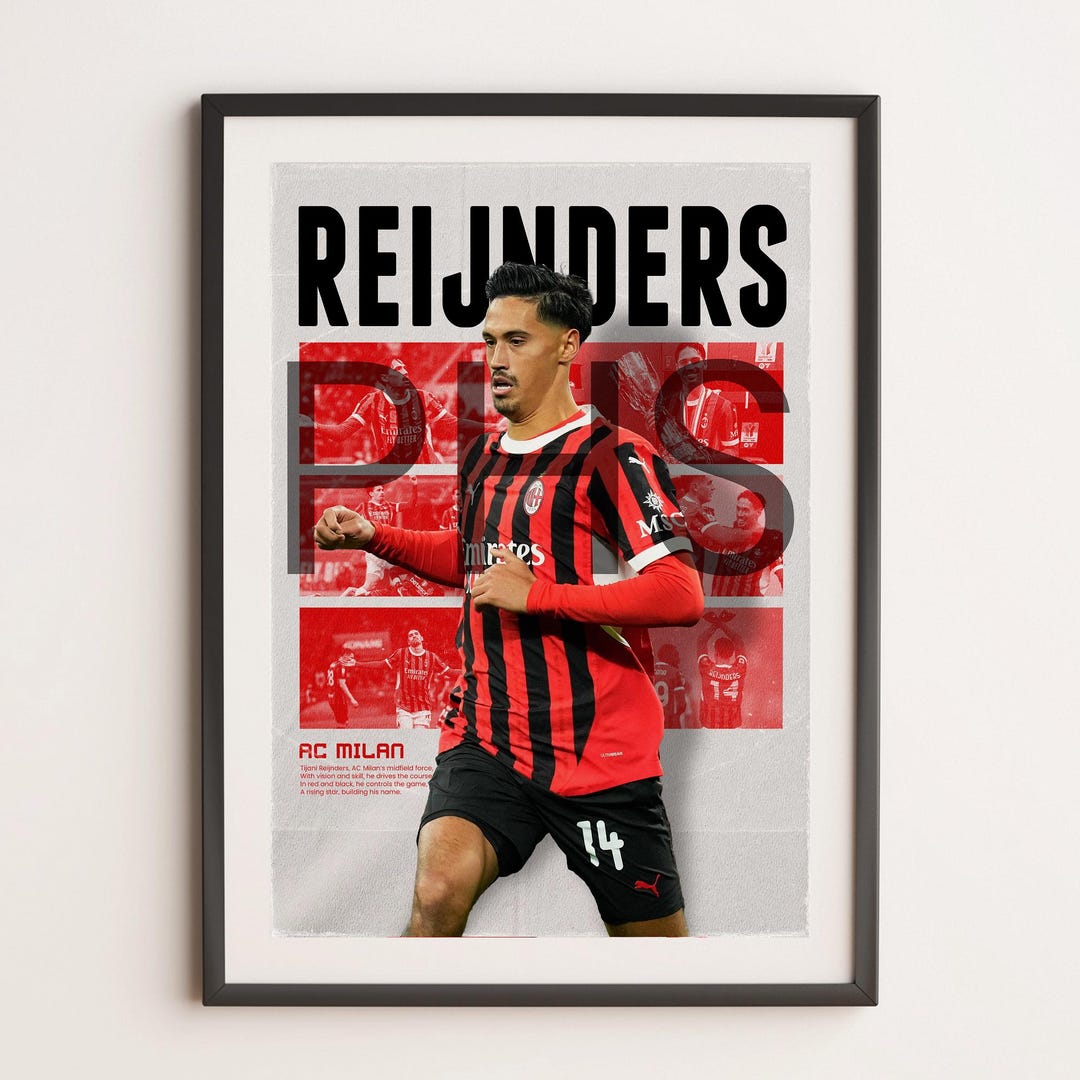Tijjani Reijnders Ac Milan, Printable A3 Sport Wall Art, Gift for Boy ...