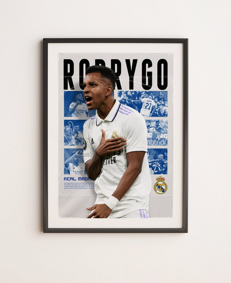 Rodrygo Real Madrid, Printable A3 Sport Wall Art, Gift for Boy, Poster ...