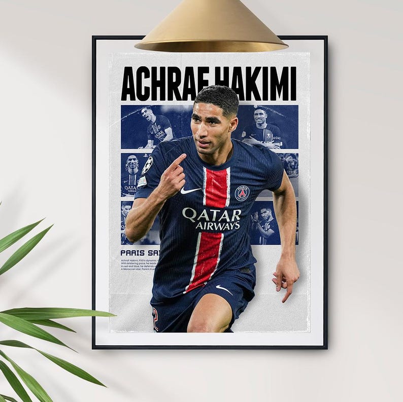 Achraf Hakimi Paris Saint German, Printable A3 Sport Wall Art, Gift for ...