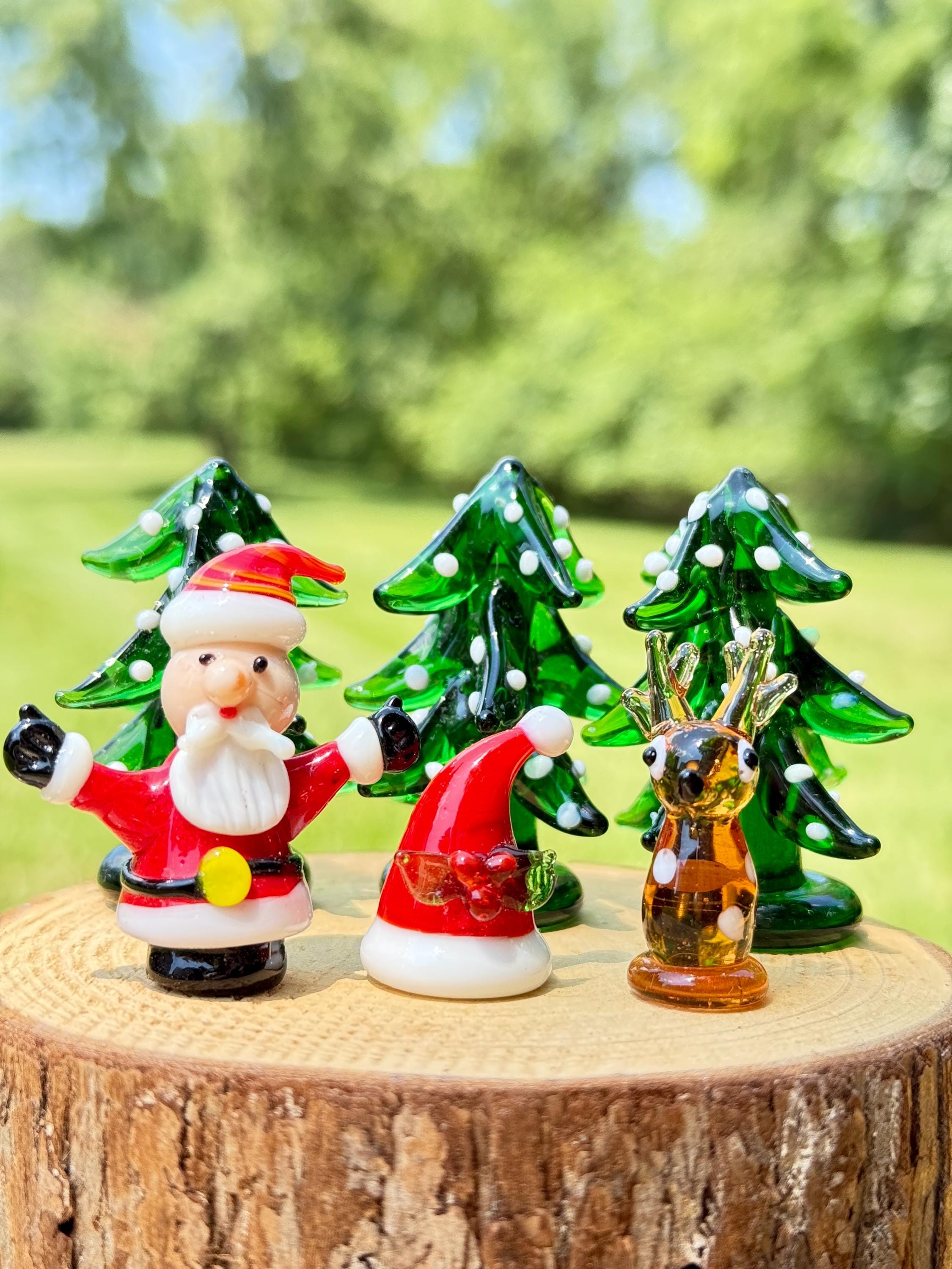 Handmade Glass Christmas Tree – Fused Glass Figurine, Mini Holiday ...