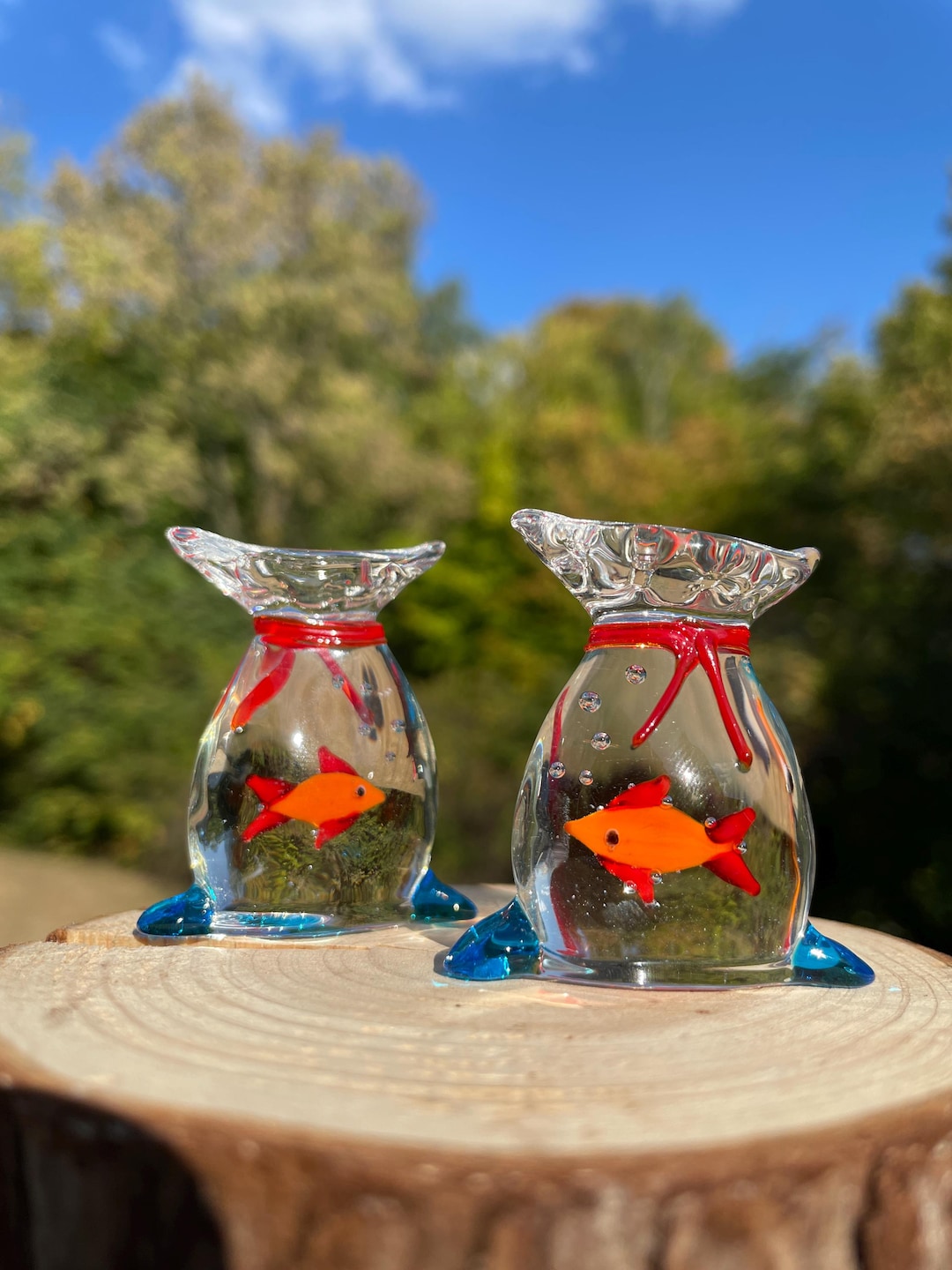 Glass Goldfish, Goldfish in a Bag Miniature, Glass Figurine, Murano ...