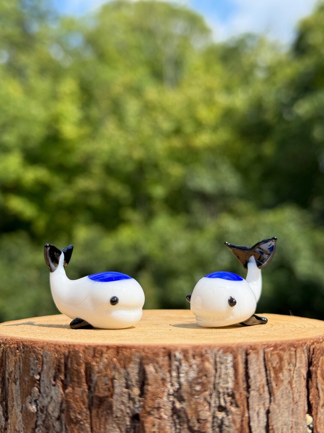 Handmade Glass Whale Miniature White Whale Glass Tiny Whale Sculpture ...