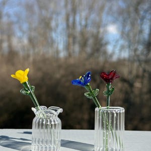 Glass Flower Bouquet - Mini Flower Figurine, Glass Artwork Table ...