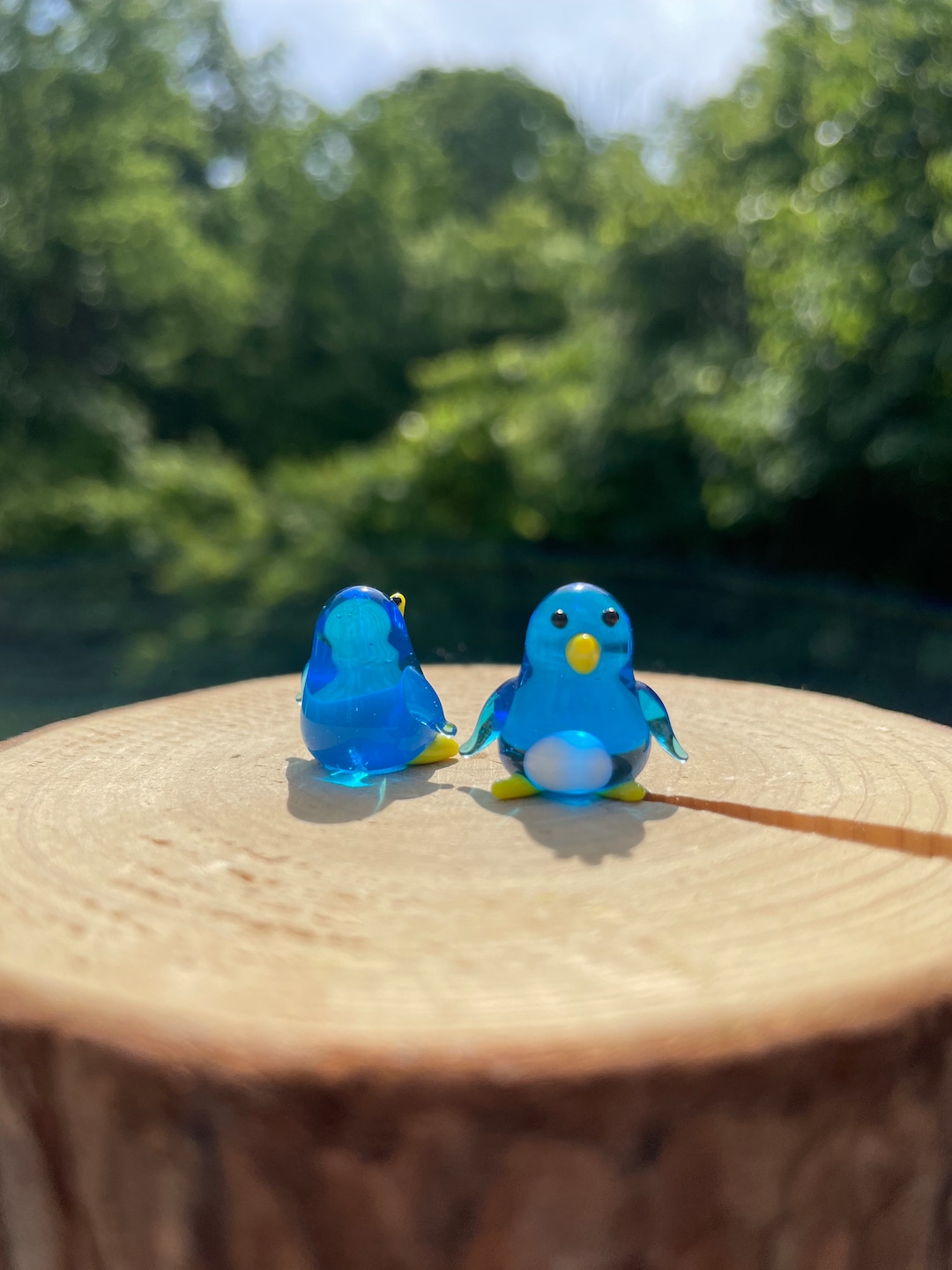 Tiny Penguin Figurines Blue Glass Penguin Miniature, Murano Glass ...
