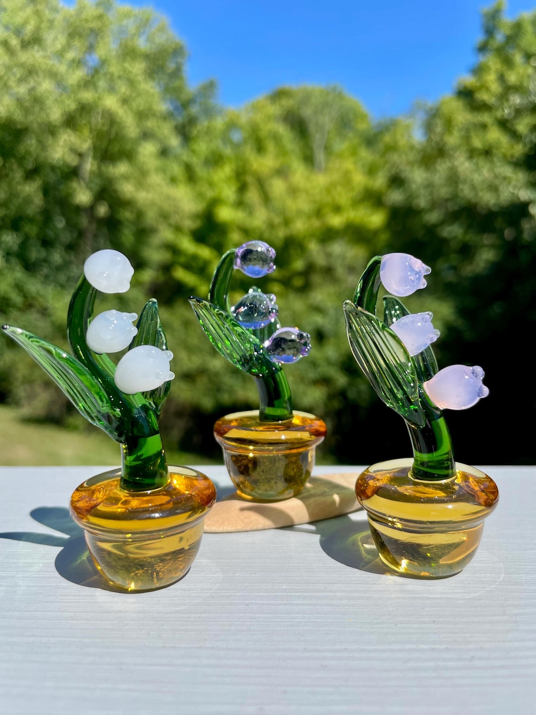 Glass Lily of the Valley Flowers | Blown Glass Lily | Stained Glass Angel Ornament | Vase ...