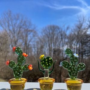 Glass Cactus, Handmade Glass Potted Plants, Mini Glass Succulent, Fused ...