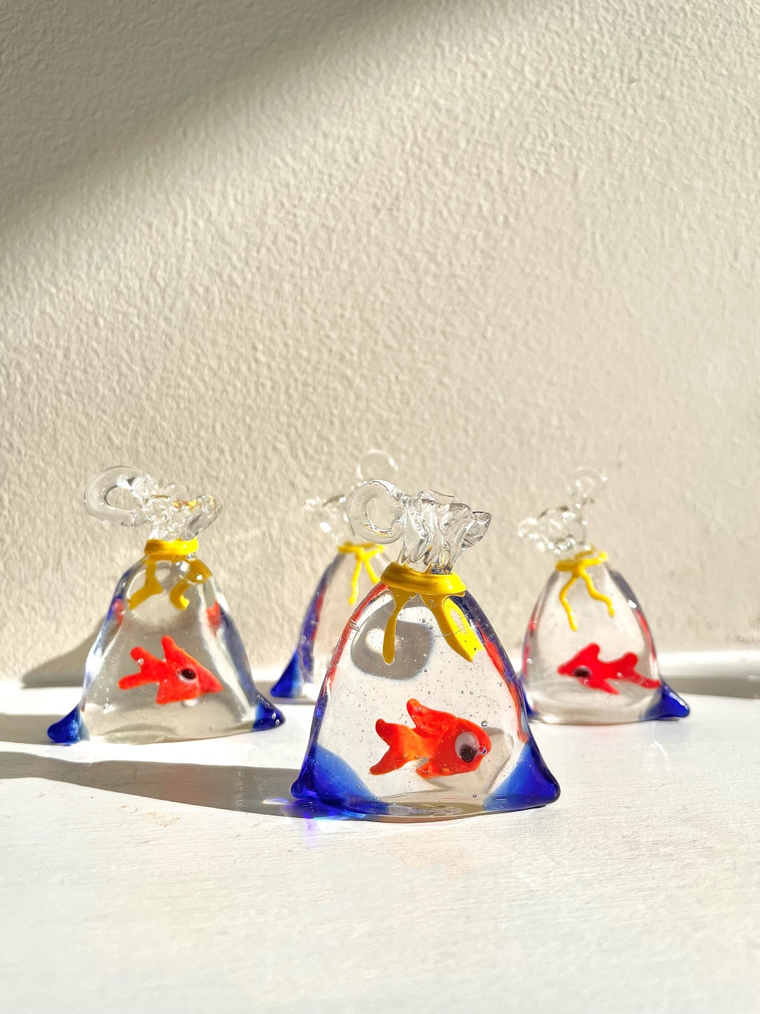 Glass Goldfish, Goldfish in a Bag Miniature, Glass Figurine, Murano ...