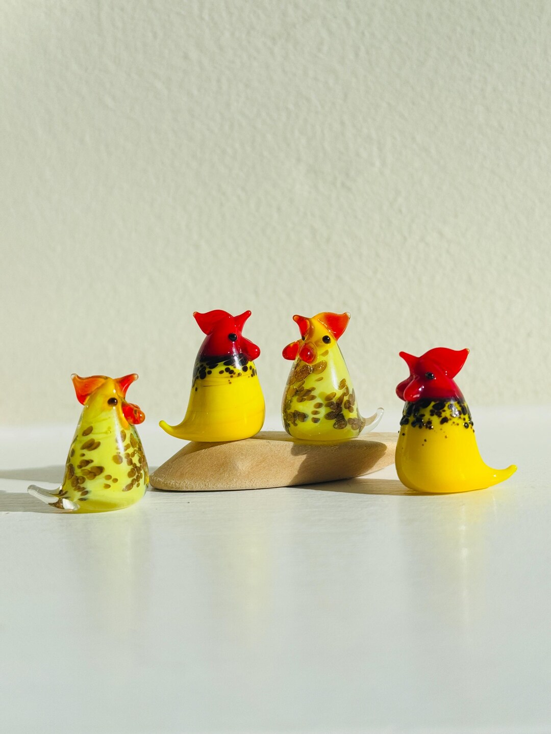Handmade Glass Chicken Figurine: Mini Rooster Decor - Etsy