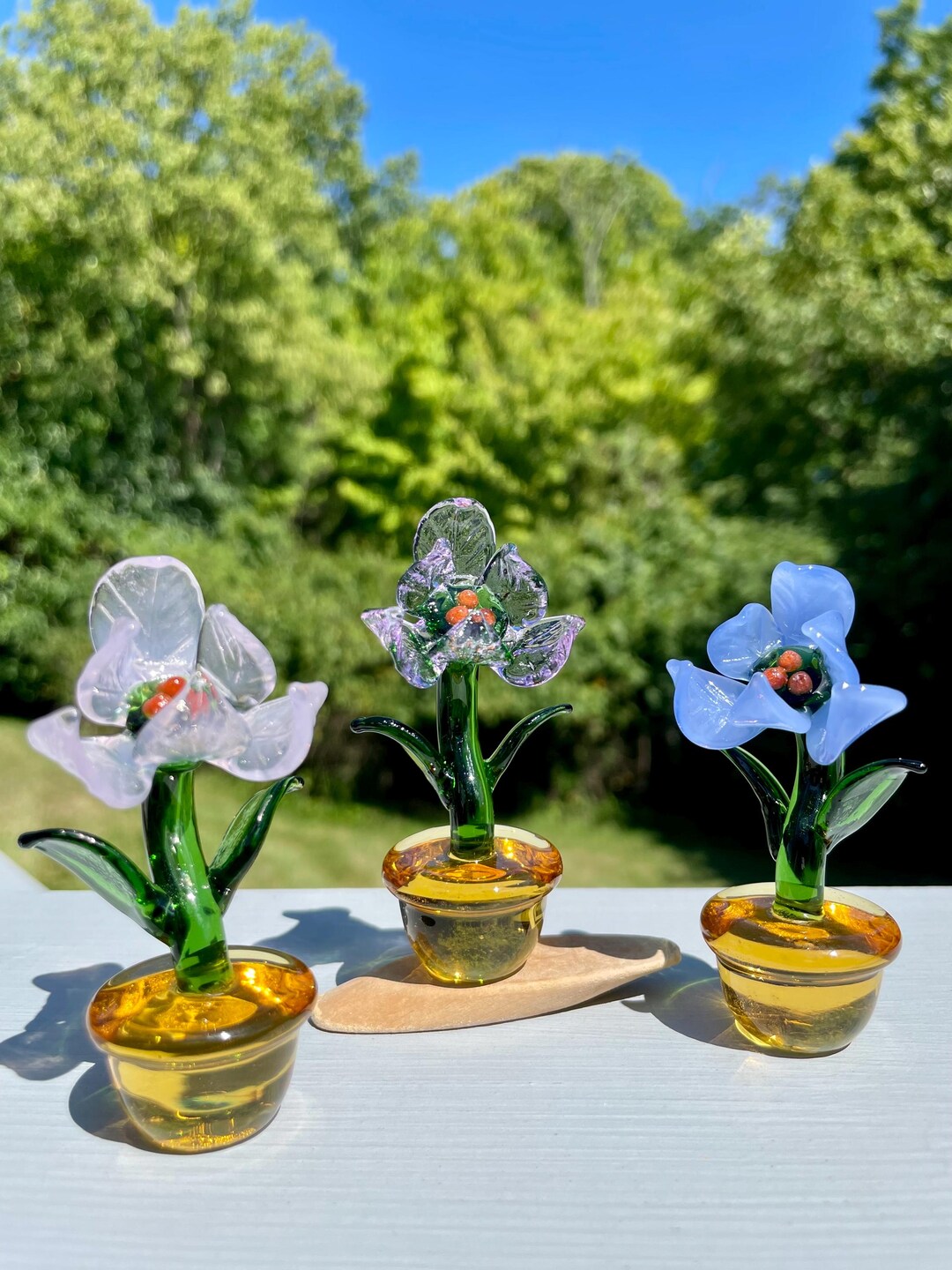 Glass Flower Glass Plants, Fused Glass Stained Glass Flower , Glass ...