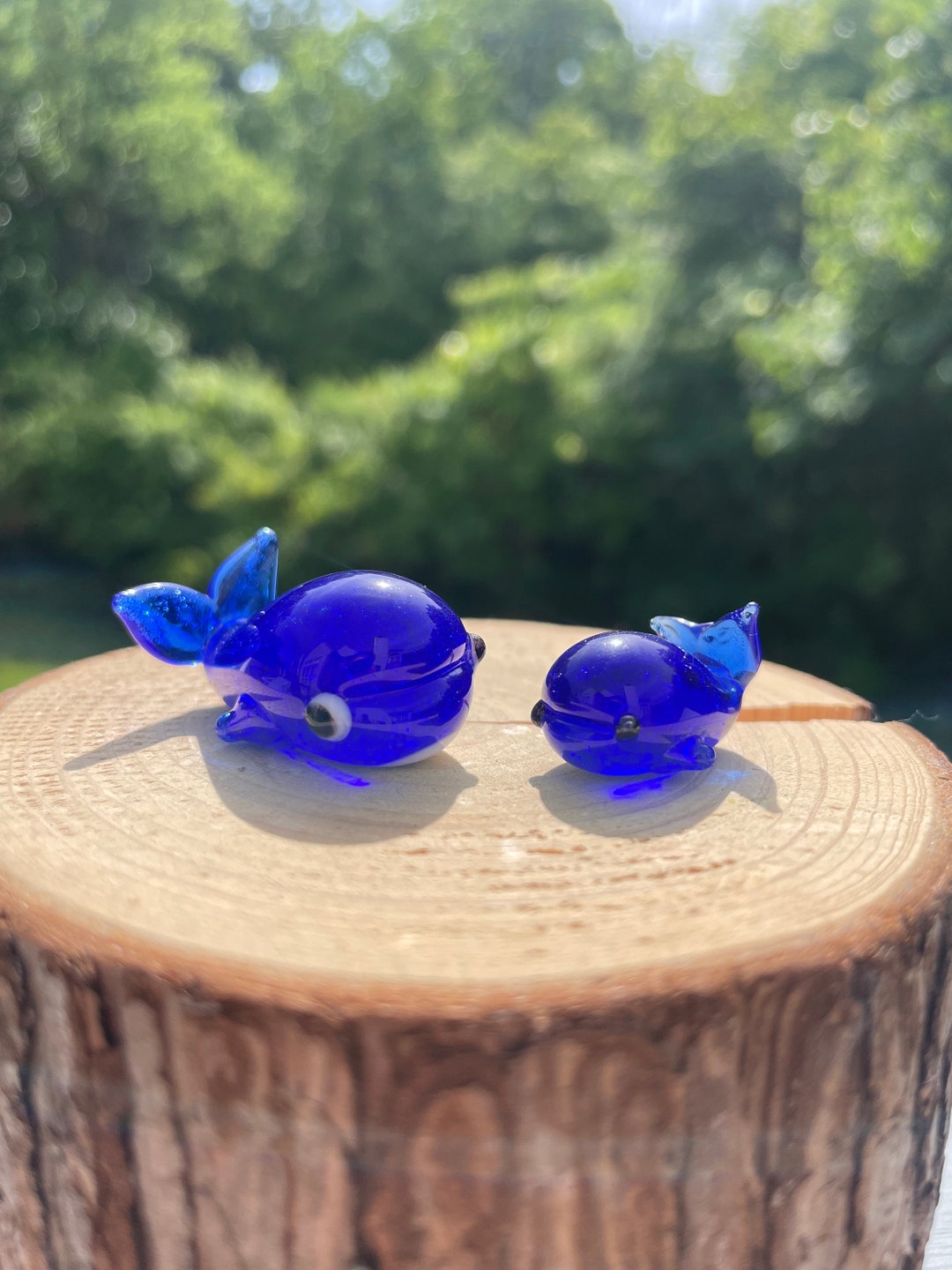 Glass Figurines Whale Figurine Miniature Blue Whale Glass Tiny Glass ...