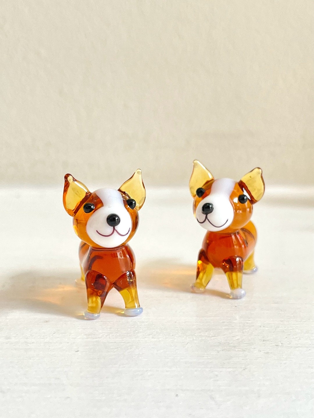 Handmade Glass Dog Miniature Pocket Hug Dog Micro Art Glass Animals ...