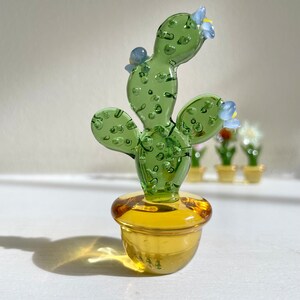 Glass Cactus, Handmade Glass Potted Plants, Mini Glass Succulent, Fused ...