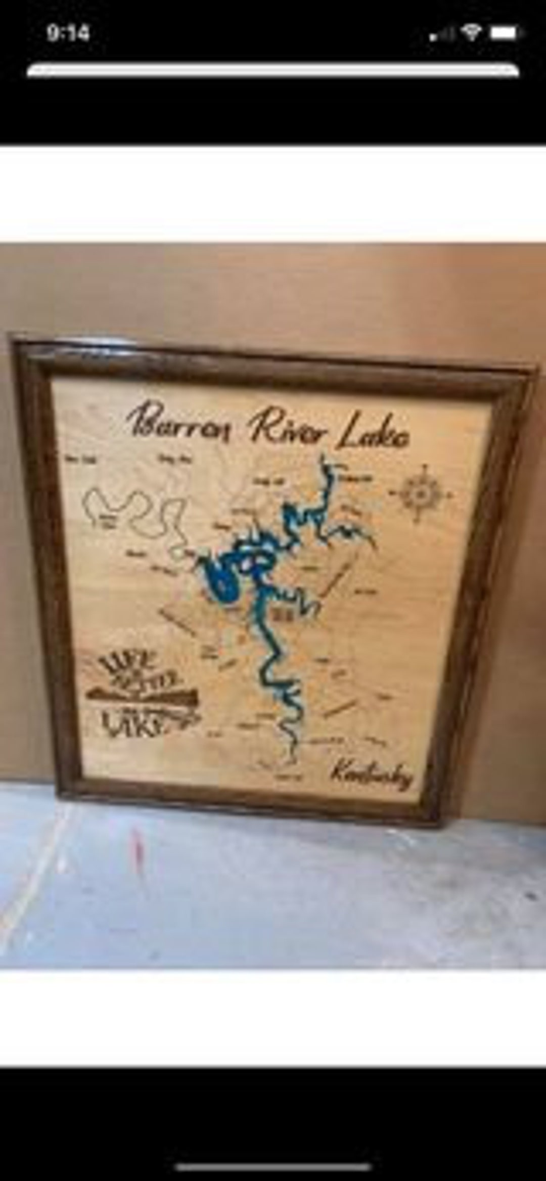 Barren River Lake Kentucky Wood Lake Map With Frame - Etsy