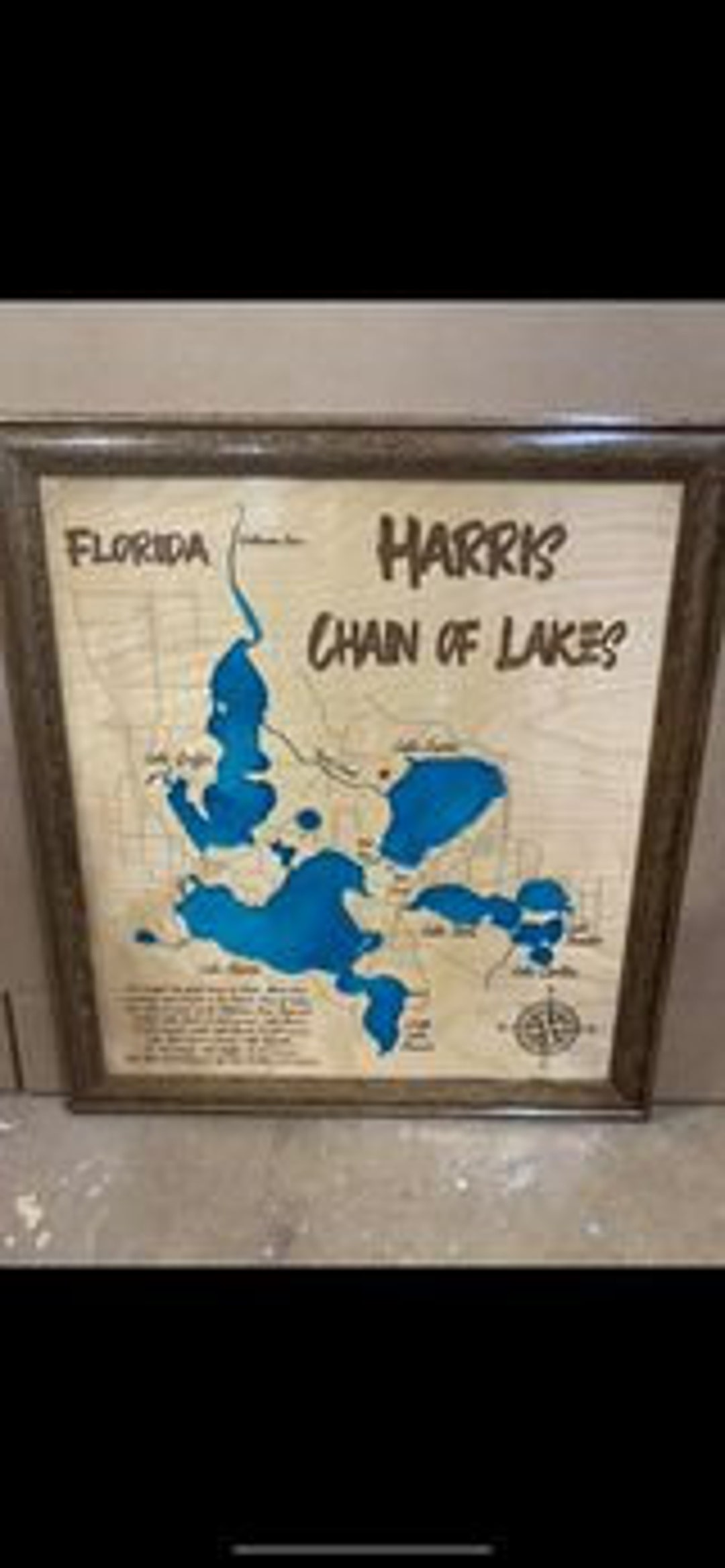 Harris Chain of Lakes, Florida Wood Lake Map With Frame - Etsy