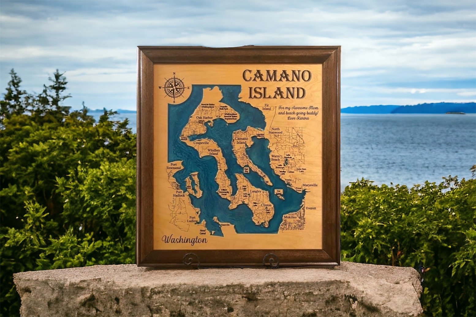Camano Island, Washington Wood Lake Map With Frame - Etsy
