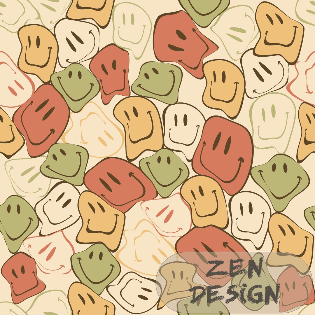 Happy Smiley Faces Seamless Pattern Repeat Pattern Fabric - Etsy