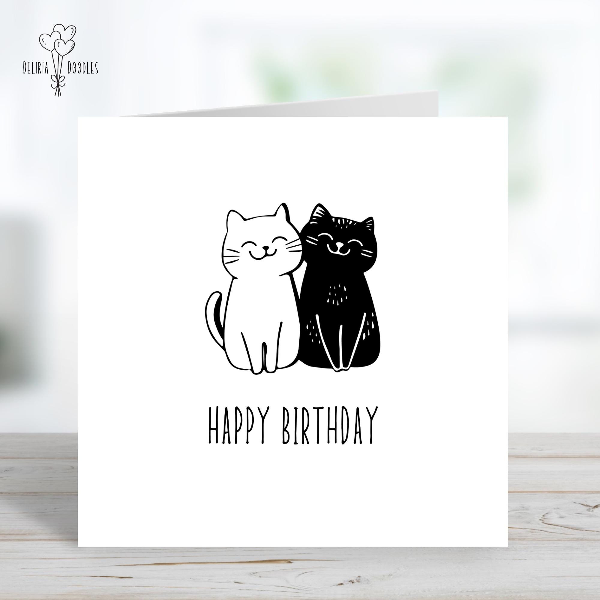 Cat Themed Birthday Card - Birthday Card for Cat Lover - Cat Themed ...