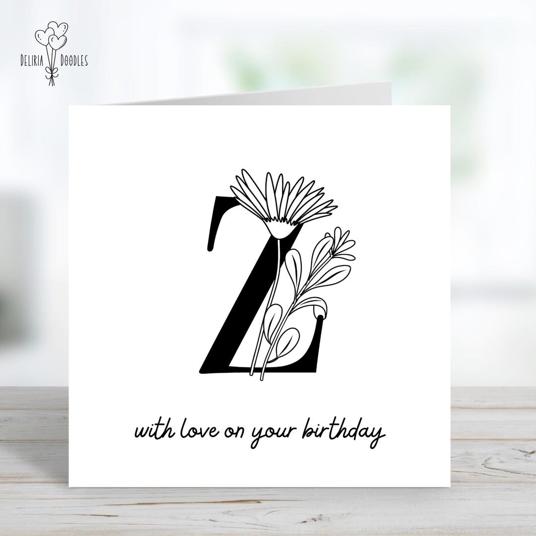 Floral Monogram Birthday Card Alphabet Birthday Card Floral Themed ...