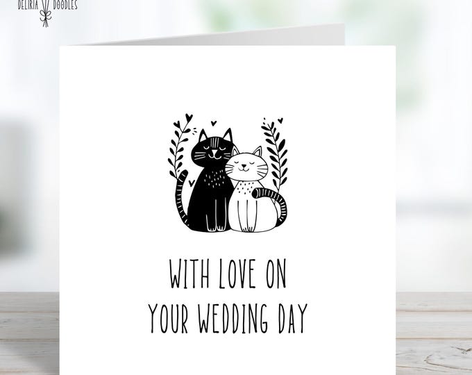 Cat Card, Cat Wedding Card, Bride and Groom, Bride and Groom Wedding ...