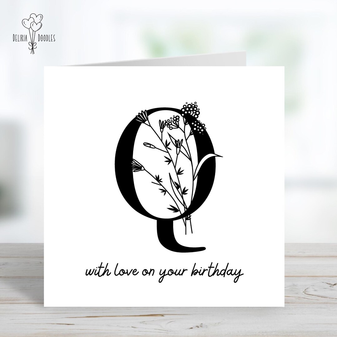 Floral Monogram Birthday Card Alphabet Birthday Card Floral Themed ...