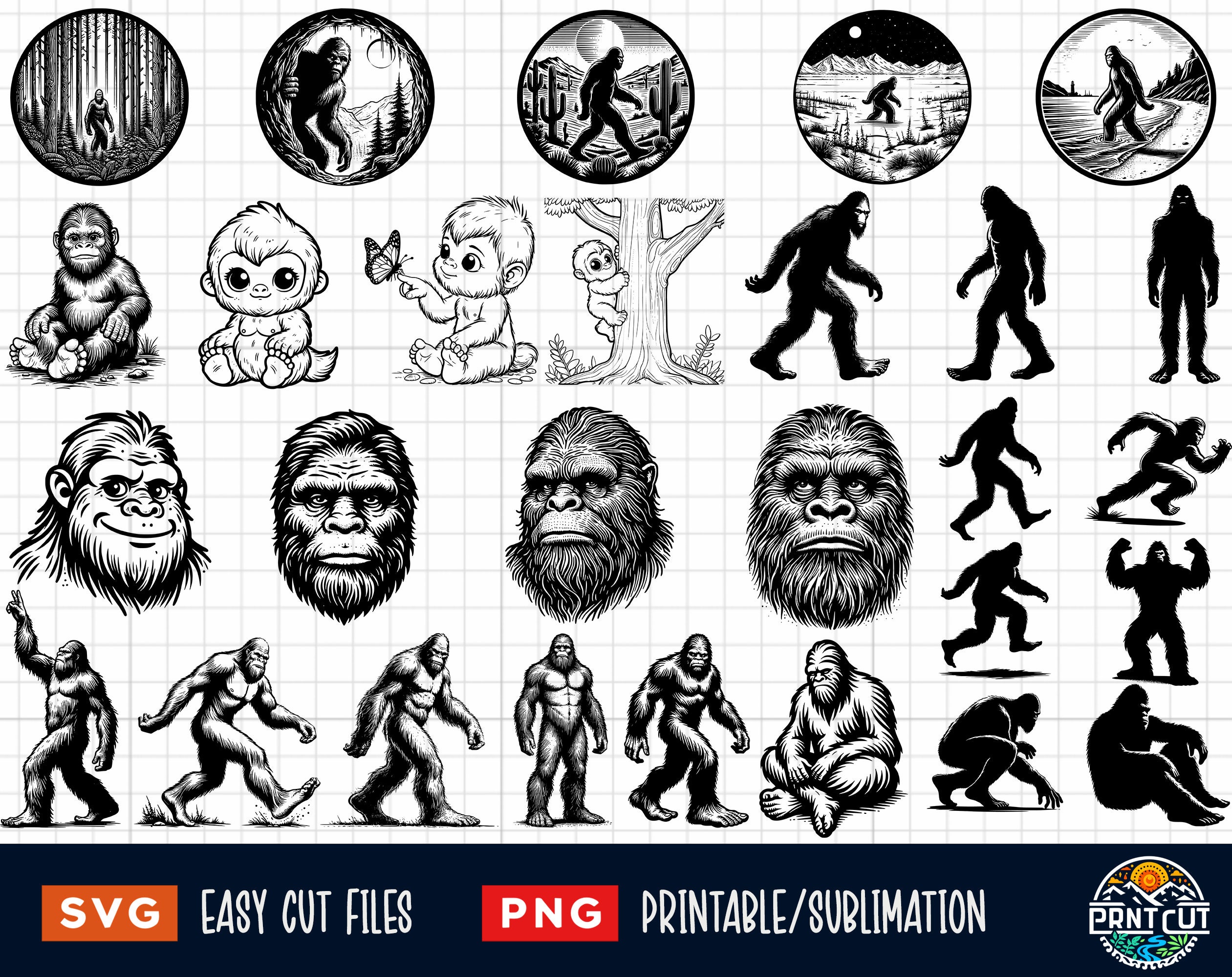 30 Bigfoot SVG Bundle, Bigfoot Svg, Baby Bigfoot Svg, Sasquatch Svg ...