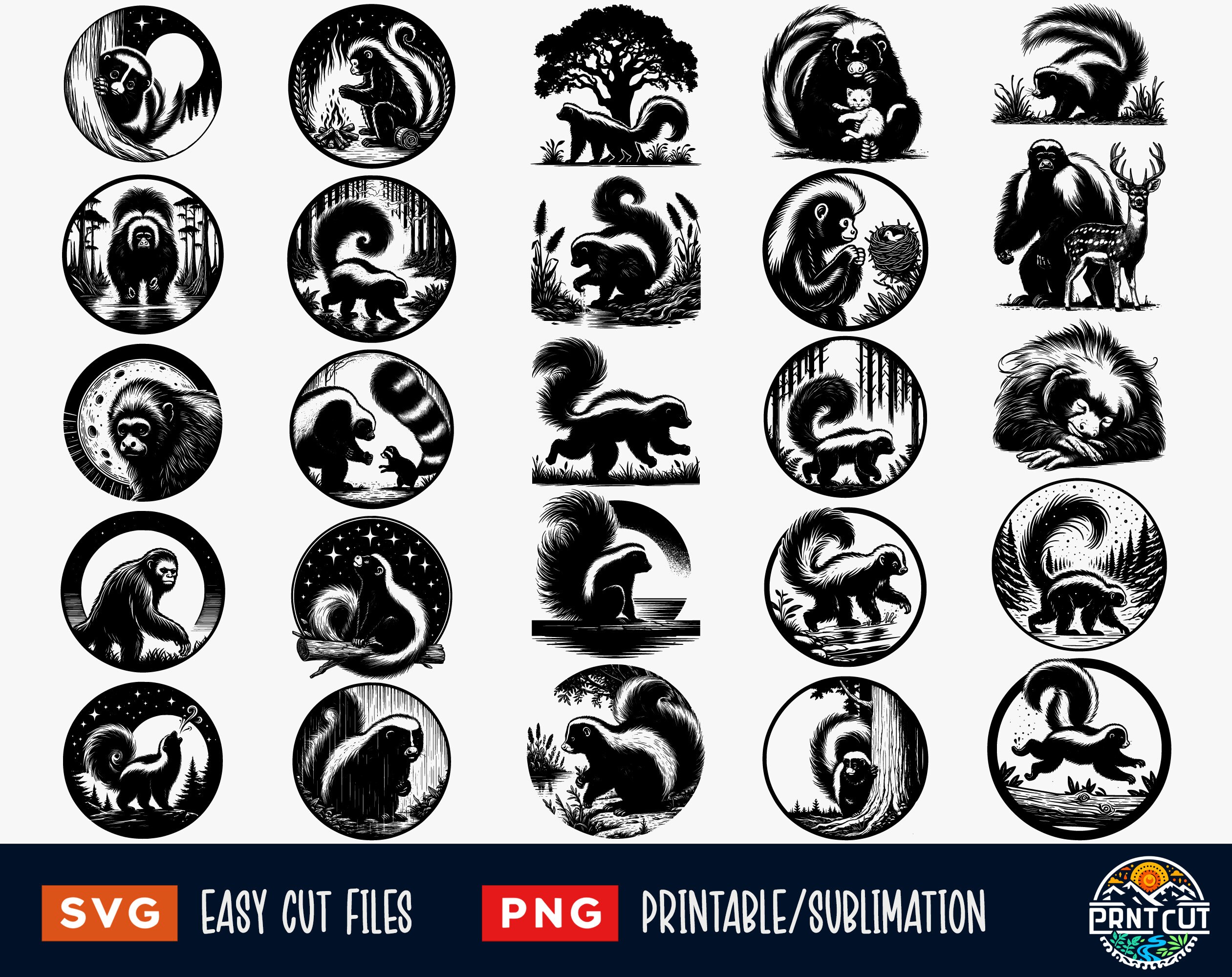 25 Skunk Ape SVG Bundle, Skunk Ape Svg, Skunk Ape Png, Skunk Ape Cut ...