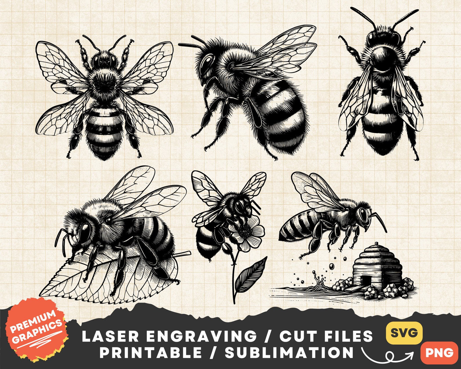 Bee Svg Bundle, Bee Svg, Clipart Bee Png Print, Bee Head Svg, Bee Face ...