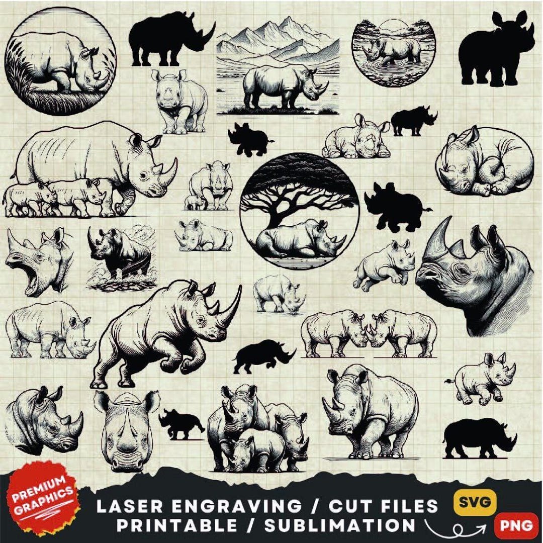 Rhinoceros Svg Bundle, Rhinoceros Svg, Rhinoceros Silhouette ...