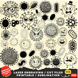 Virus Svg Bundle, Virus Svg, Germ Svg, Parasite Svg, Bacteria Svg ...