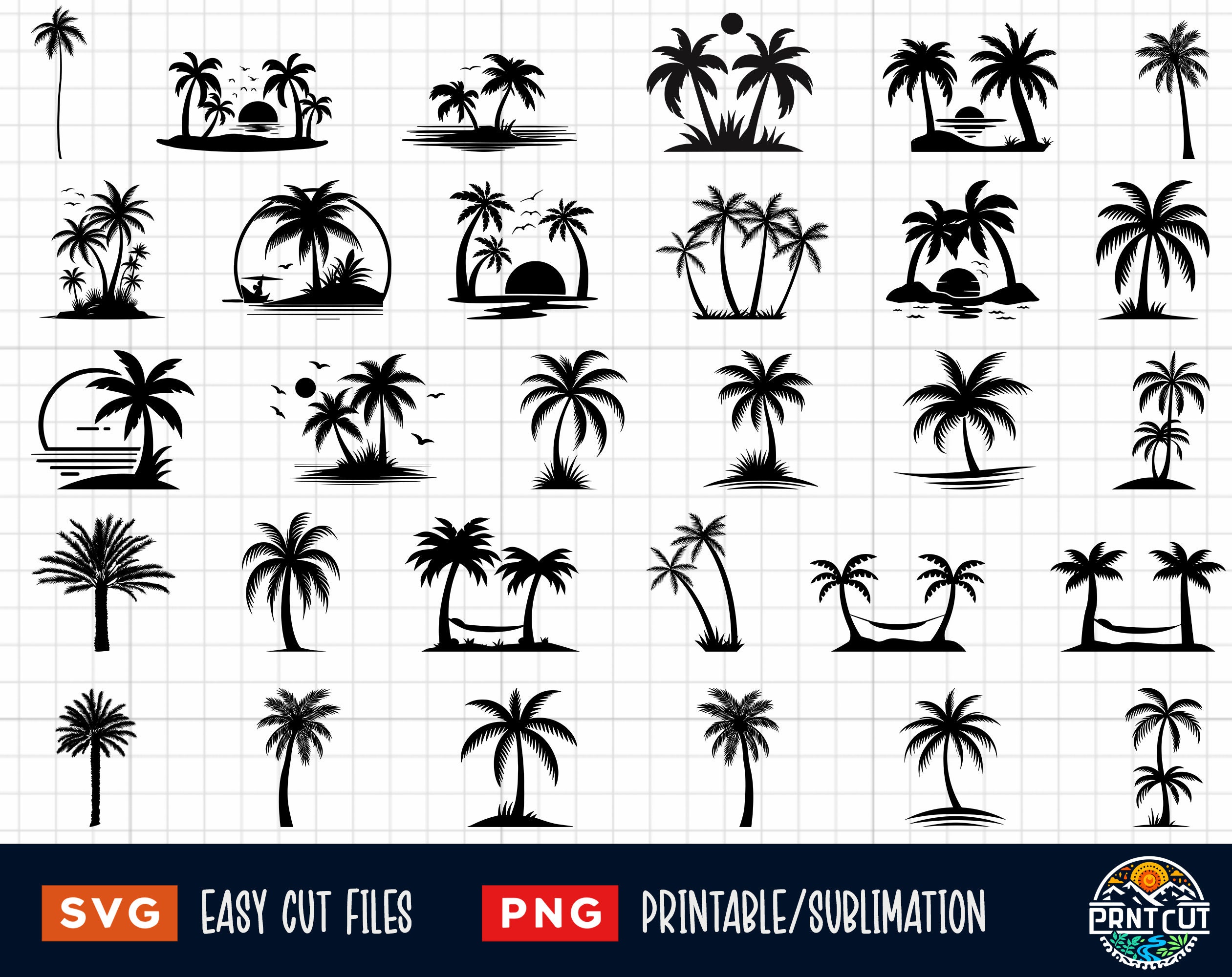 30 Palm Tree SVG Bundle, Palm Tree Svg, Palm Tree Png, Palm Tree Sunset ...