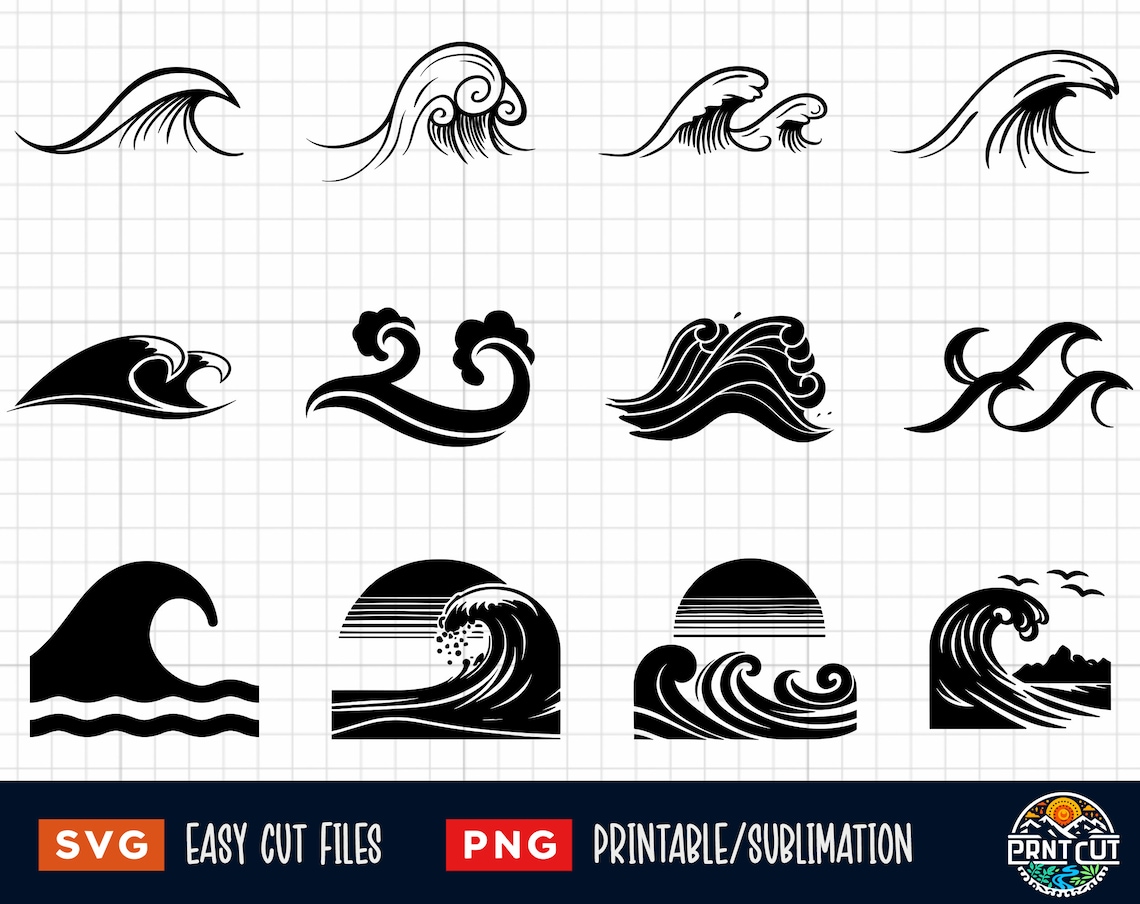 30 Wave SVG Bundle, Wave Svg, Wave Png, Waves Svg Png, Wave Cut File ...