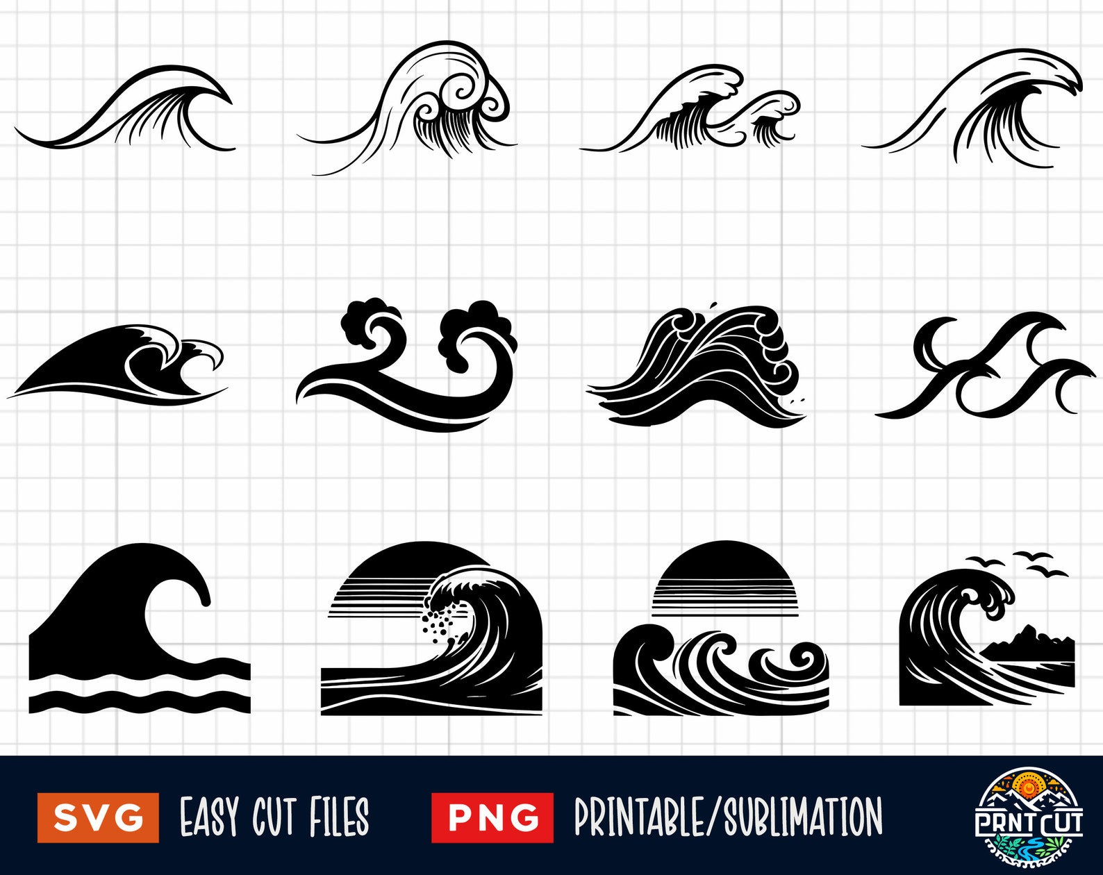 30 Wave SVG Bundle, Wave Svg, Wave Png, Waves Svg Png, Wave Cut File ...
