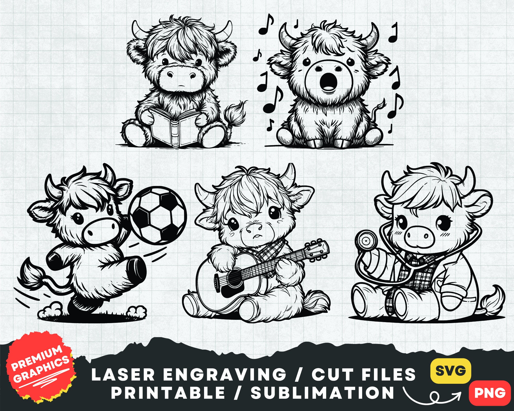 Funny Highland Cow Svg Bundle, Cute Baby Cow Svg, Baby Cow Png, Floral ...
