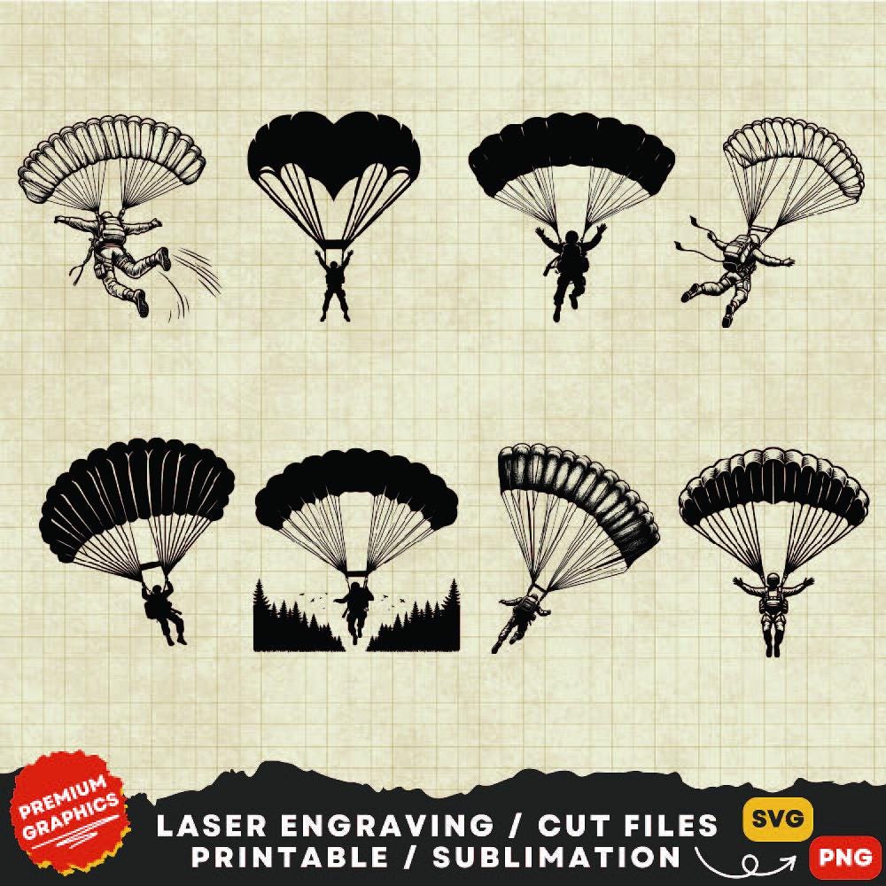 Paratrooper Svg Bundle, Parachute Svg, Paratrooper Laser Cut, Paramotor ...