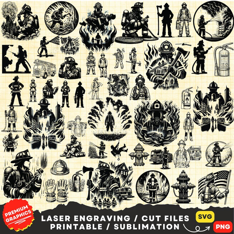 Fire Fighter Svg Clipart - Etsy