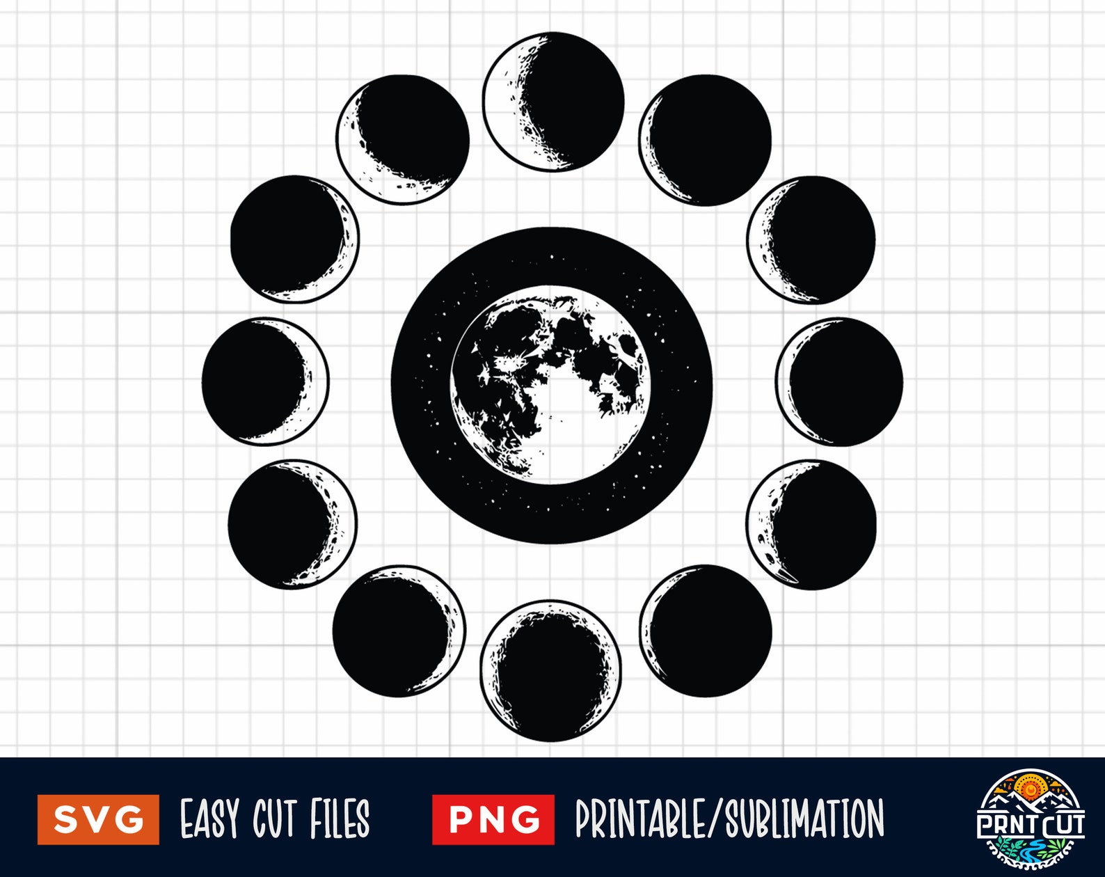 8 Moon Svg Bundle, Moon Phase SVG Png, Lunar Phases Svg, Moon Phase ...