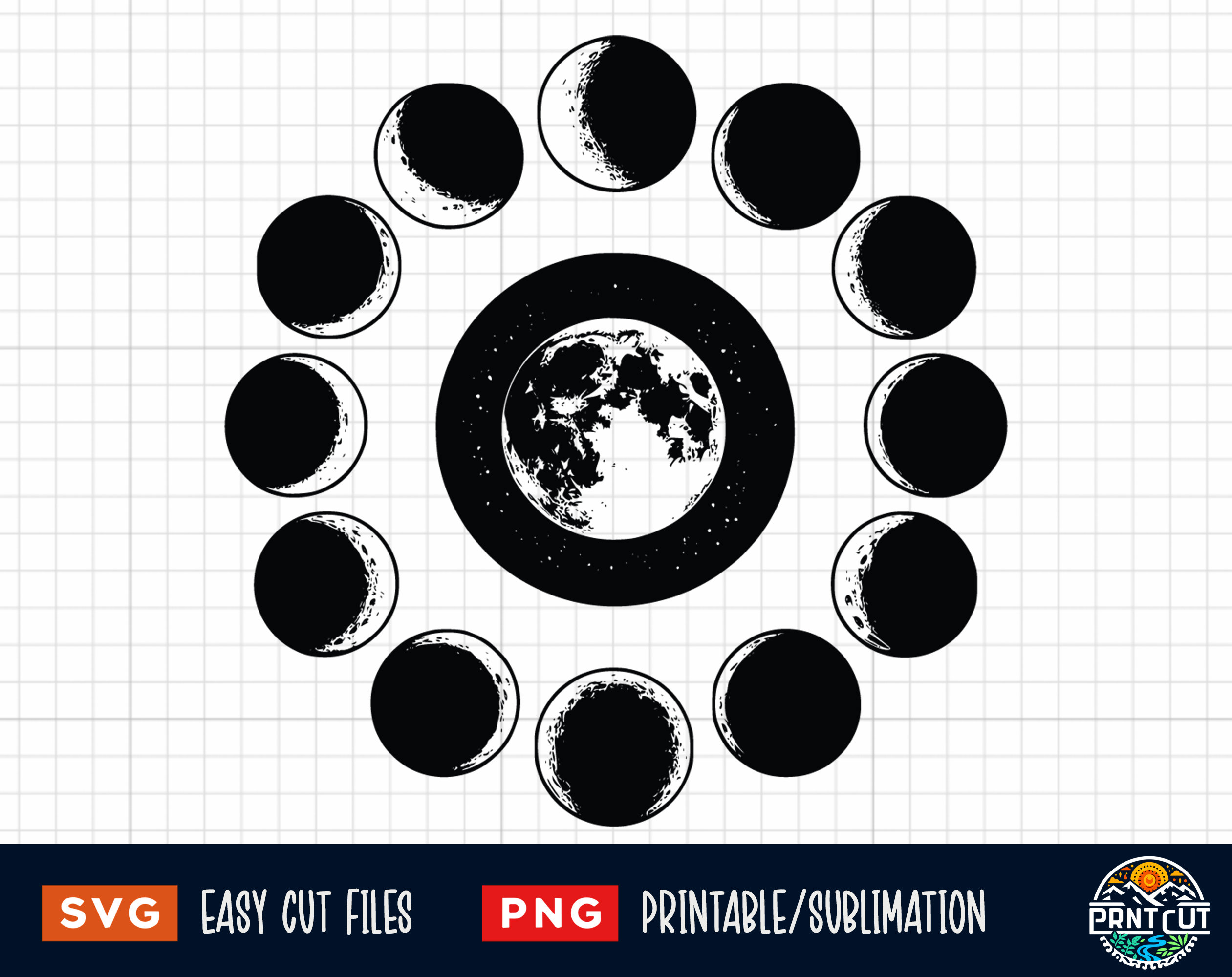 8 Moon Svg Bundle, Moon Phase SVG Png, Lunar Phases Svg, Moon Phase ...