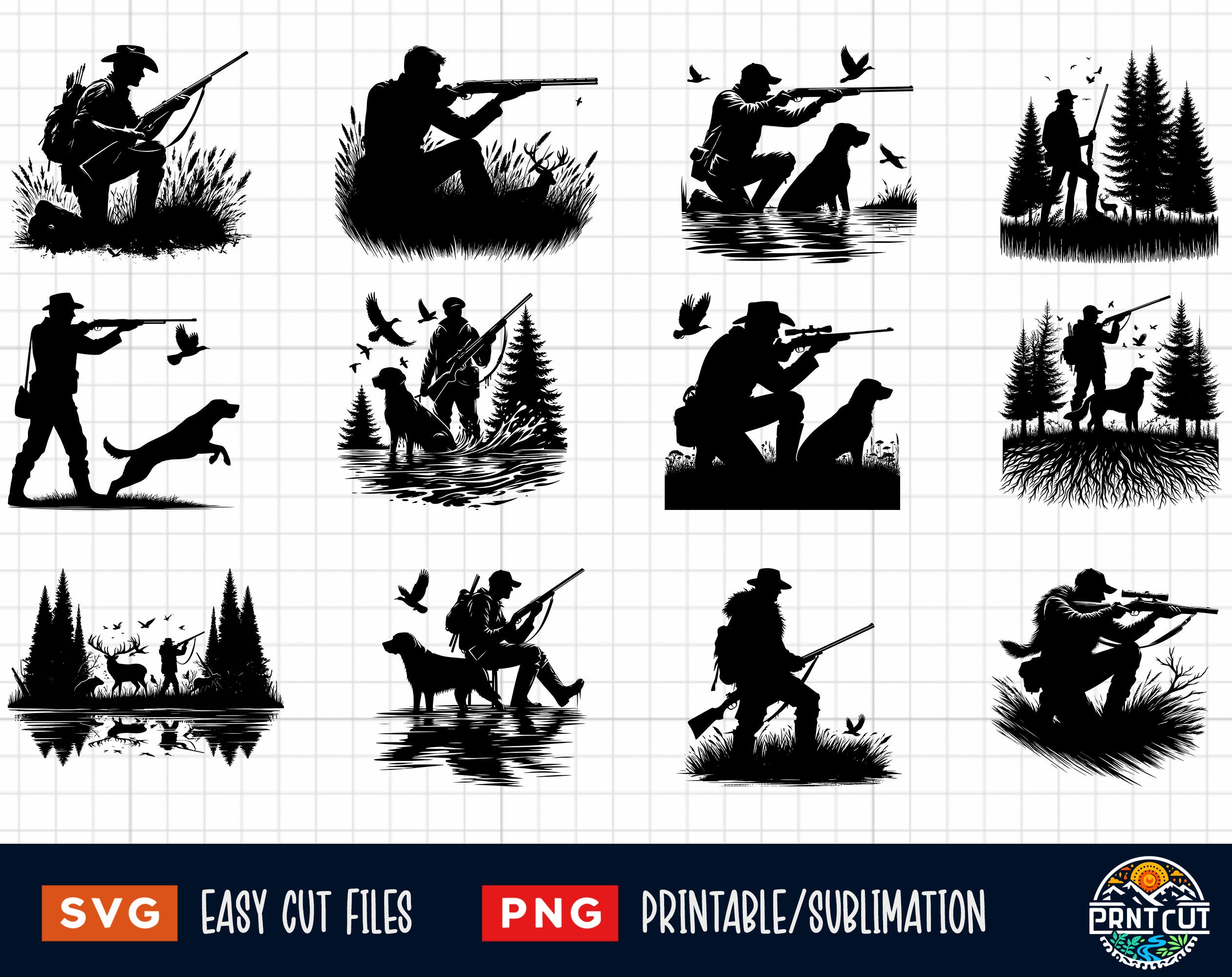 30 Hunter Scene SVG, Hunting Svg, Hunting Clipart, Hunting Laser Cut ...