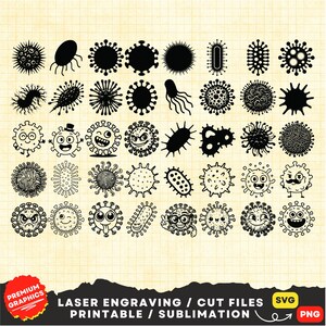 Virus Svg Bundle, Virus Svg, Germ Svg, Parasite Svg, Bacteria Svg ...