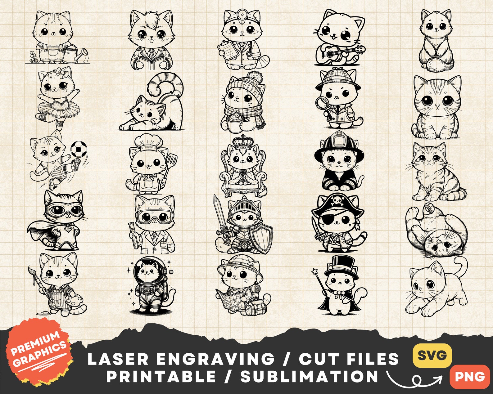 Funny Cat Svg Bundle, Cute Cat Svg, Baby Cat Svg, Clipart Cat Png Print ...