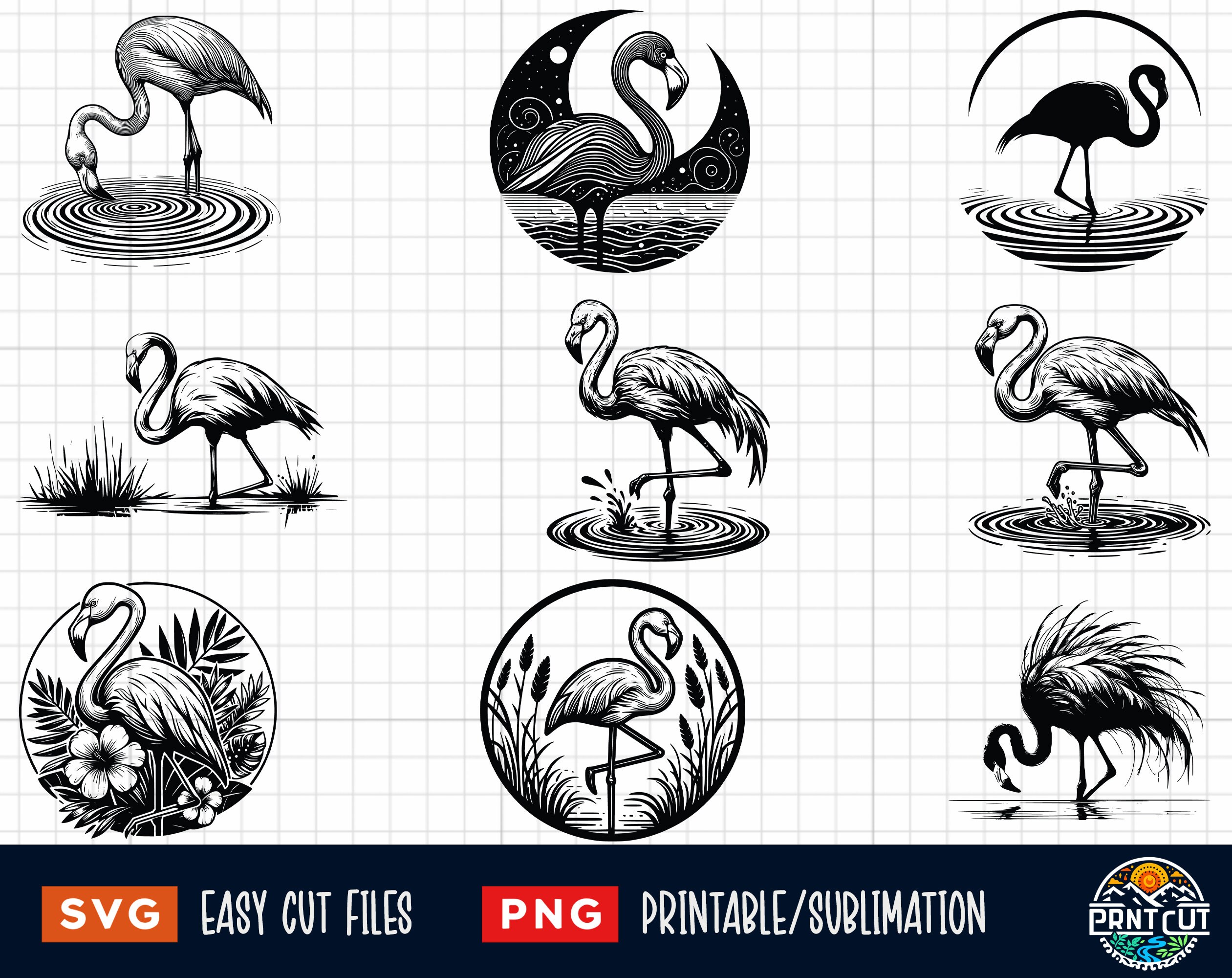 26 Flamingo Scene Svg Png Bundle, Flamingo Lake Svg, Flamingo Scene ...