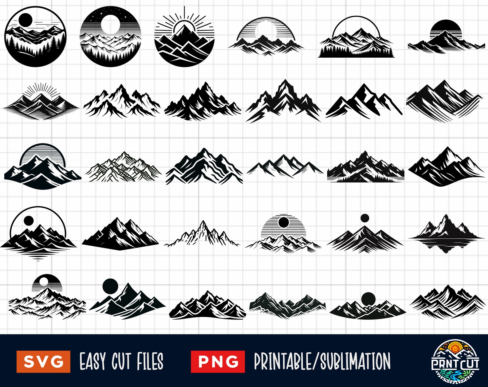 Mountain Svg Png Bundle, Mountain Sunset Svg, Mountain Png, Mountains ...