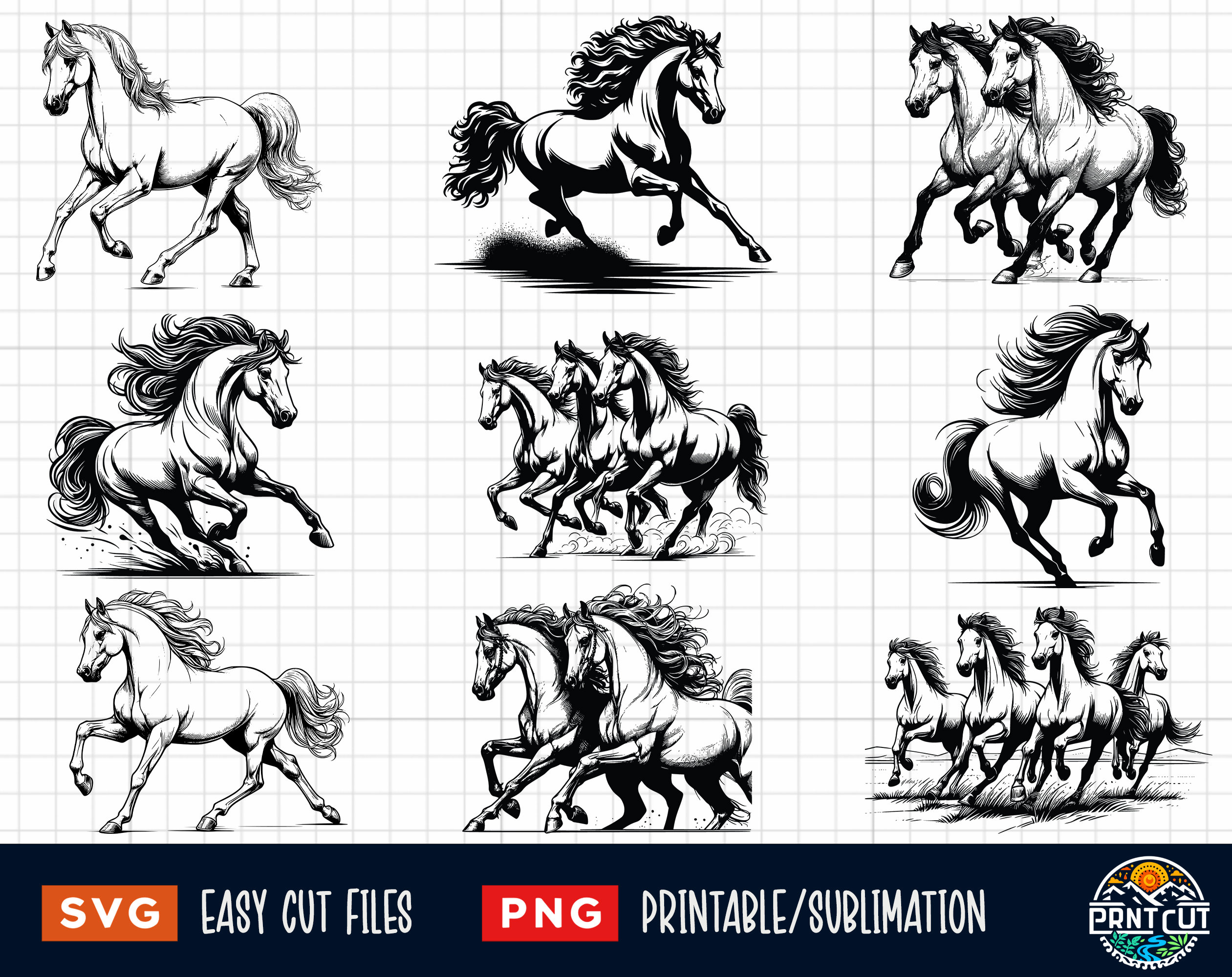 25 Horses SVG PNG Bundle, Horse SVG, Arabian Horse Svg, Running Horses ...