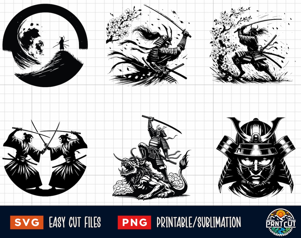 25 Samurai SVG PNG Bundle, Samurai Svg, Japan Svg, Katana Svg, Samurai ...