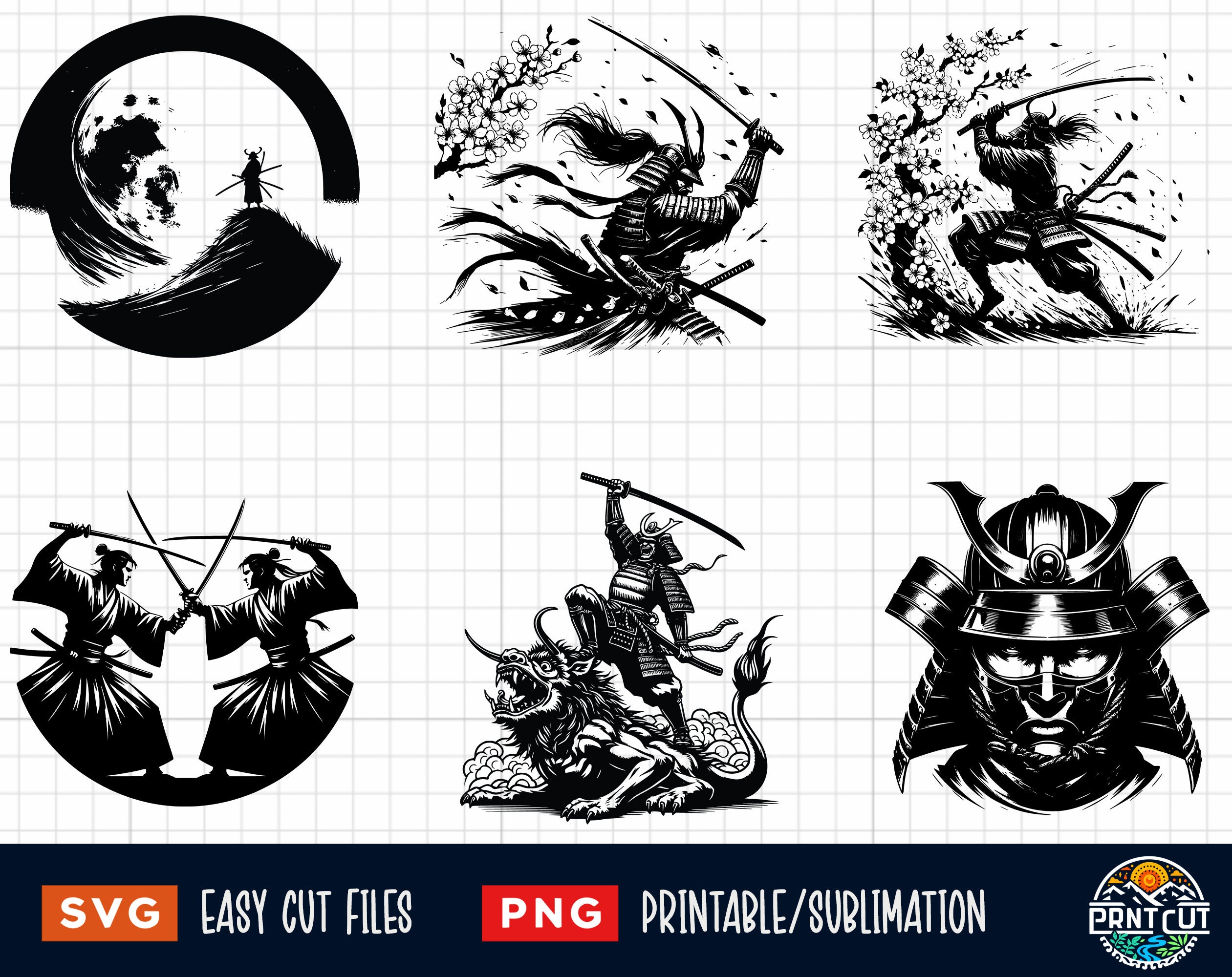 25 Samurai SVG PNG Bundle, Samurai Svg, Japan Svg, Katana Svg, Samurai Scene Svg, Japan SVG ...