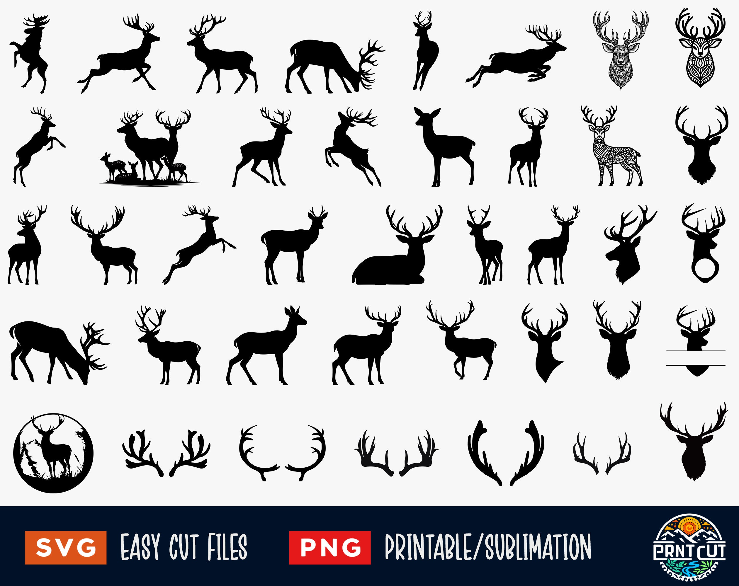 40 White Tail Deer SVG Bundle, Deer Svg, Deer Png, Deer Head Svg Png ...