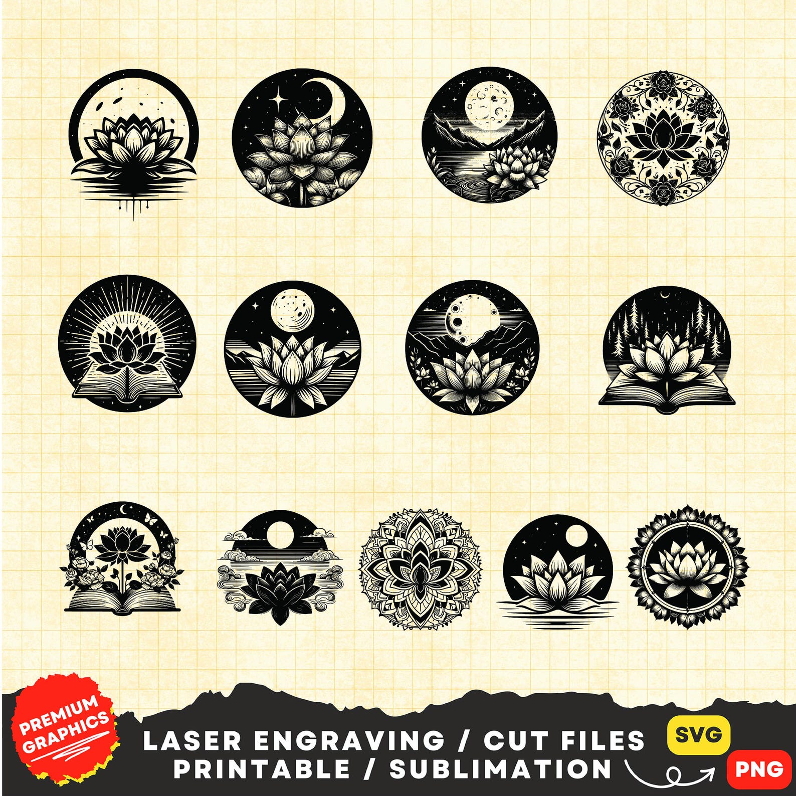 Magical Lotus SVG, Book Lotus Svg, Lotus Flower Svg, Lotus Laser Cut ...